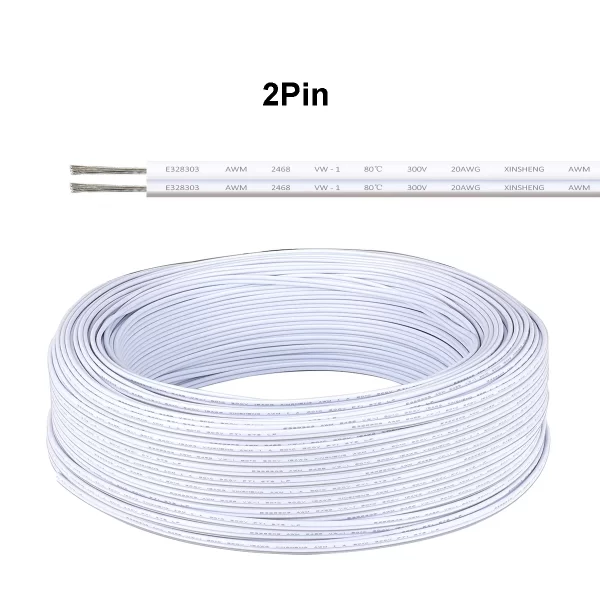 20 Gauge Electrical Wire Two Conductor with White/Gray Color ...
